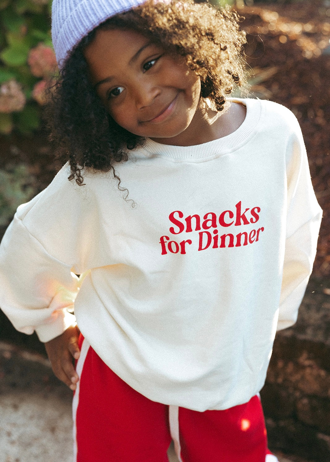 Graphic Crewneck- Snacks For Dinner- Red – Fostered Collection