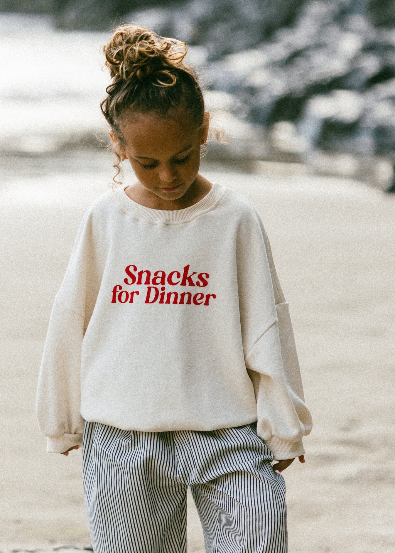 Graphic Crewneck- Snacks For Dinner- Red – Fostered Collection
